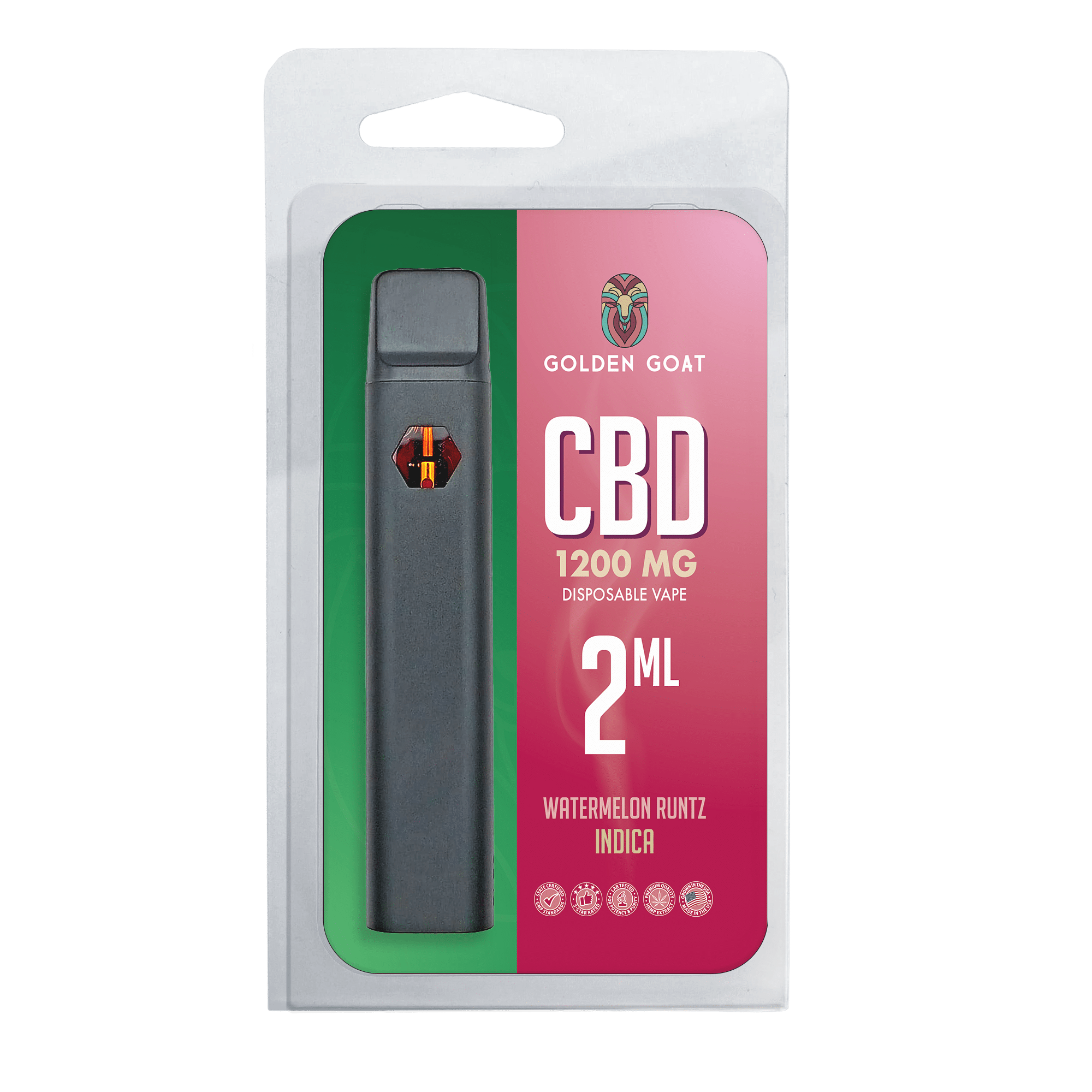 Golden Goat 1200mg Cbd Disposable Watermelon Runtz Indica Remedy